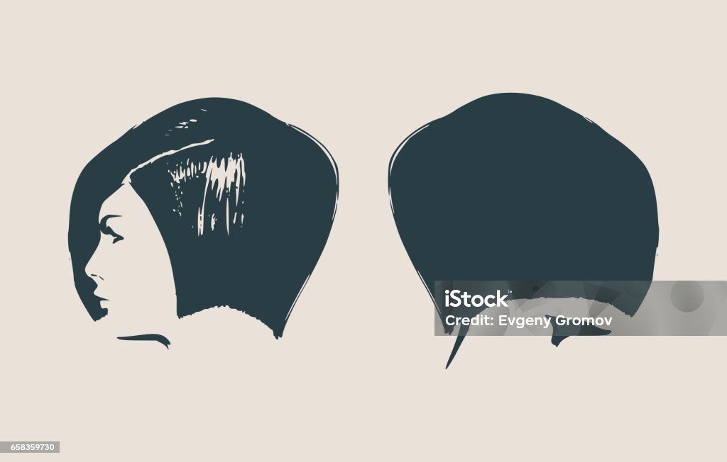 Ilustración De Silueta De Una Cabeza De Mujer Cara Vista De Perfil Y