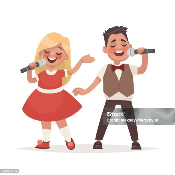 Anak Lakilaki Dan Perempuan Menyanyikan Lagu Ke Mikrofon Duo Musik ... Anak Lakilaki Dan Perempuan Menyanyikan Lagu Ke Mikrofon Duo Musik ...