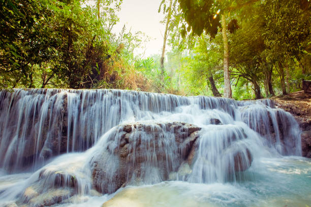 Free picture: The Kuang Si waterfalls with water cascades with ...