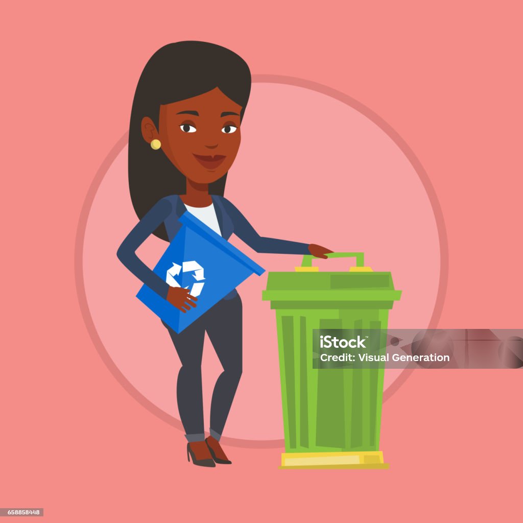 Ilustración de Mujer Con Papelera De Reciclaje Y Basura Puede y más ... Ilustración de Mujer Con Papelera De Reciclaje Y Basura Puede y más ...