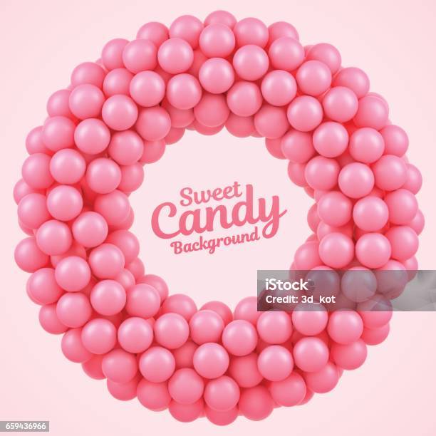 Сandy 볼 라운드 프레임 분홍에 대한 스톡 벡터 아트 및 기타 이미지 분홍 기포 풍선껌 Istock