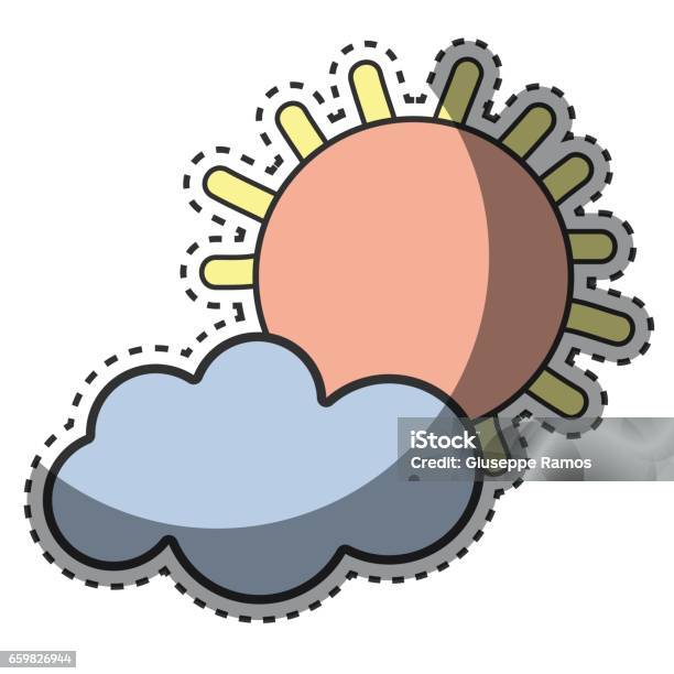 Karakter Kartun Matahari Dan Awan Ilustrasi Stok Unduh Gambar