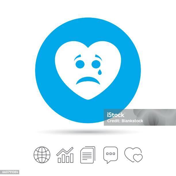 Triste Visage Icône De Cœur Avec Lusure Pleurer Symbole Vecteurs Libres