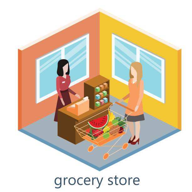 Supermarket Aisles 3d Illustrations Royalty Free Vector Graphics
