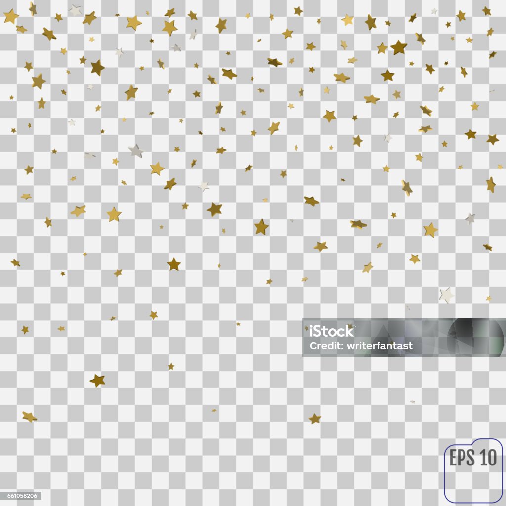 Gold Star Confetti Rain Festive Holiday Background Vector Golden Paper