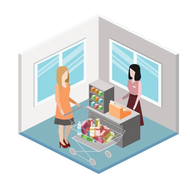 Supermarket Aisles 3d Illustrations Royalty Free Vector Graphics