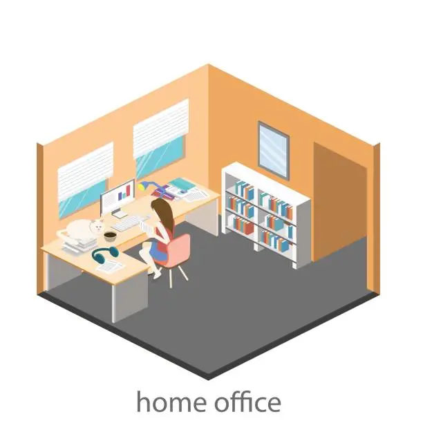 Free isometric desk right back view with book illustrations | Download ... Free isometric desk right back view with book illustrations | Download ...