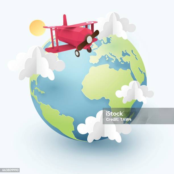 Art Du Papier Et Origami Davion Rouge Volent Autour De Lidée De Monde