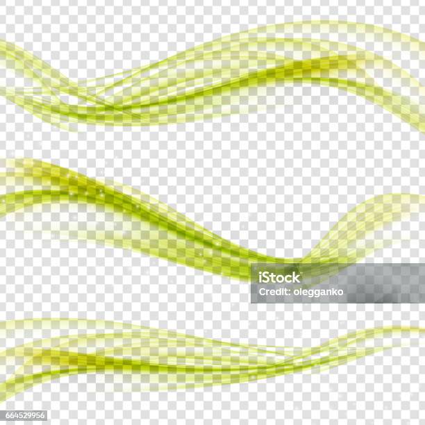 Gelombang Hijau Abstrak Diatur Pada Latar Belakang Transparan Vector