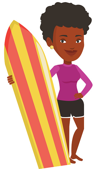 Surfer Holding Surfboard Vector Illustration Stock Illustration