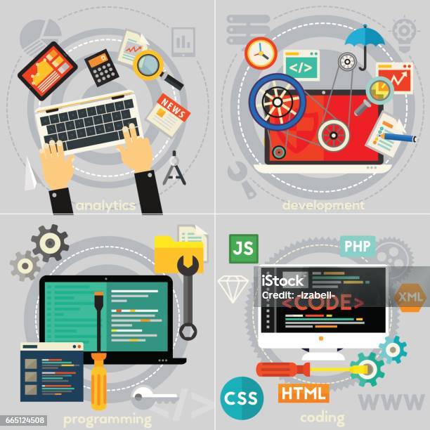 Programming Development Analytics And Coding Concept Banners Stock ... Programming Development Analytics And Coding Concept Banners Stock ...