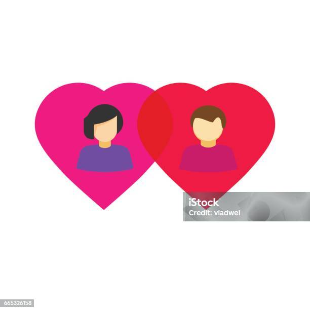Homme Et Femme Dans Lamour À Deux Cœurs Ensemble Vector Logo Idée De