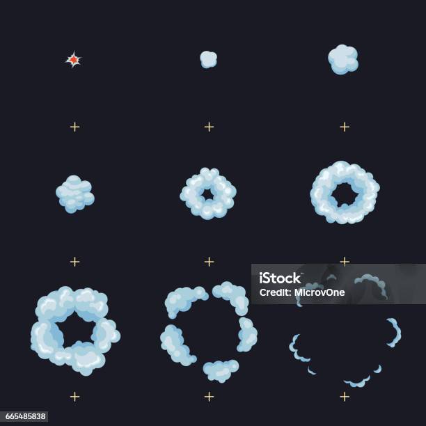 Puff Boom Ledakan Ledakan Meledak Animasi Bingkai Efek Vektor Ilustrasi