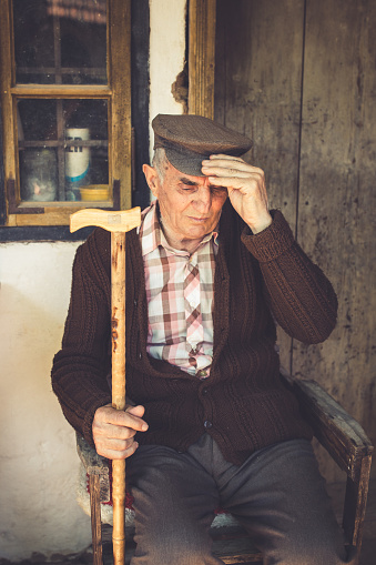87 Years Old Man Sitting In Front Of Old Village House Stock Photo ... 87 Years Old Man Sitting In Front Of Old Village House Stock Photo ...