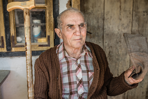 87 Years Old Man Sitting In Front Of Old Village House Stock Photo ... 87 Years Old Man Sitting In Front Of Old Village House Stock Photo ...