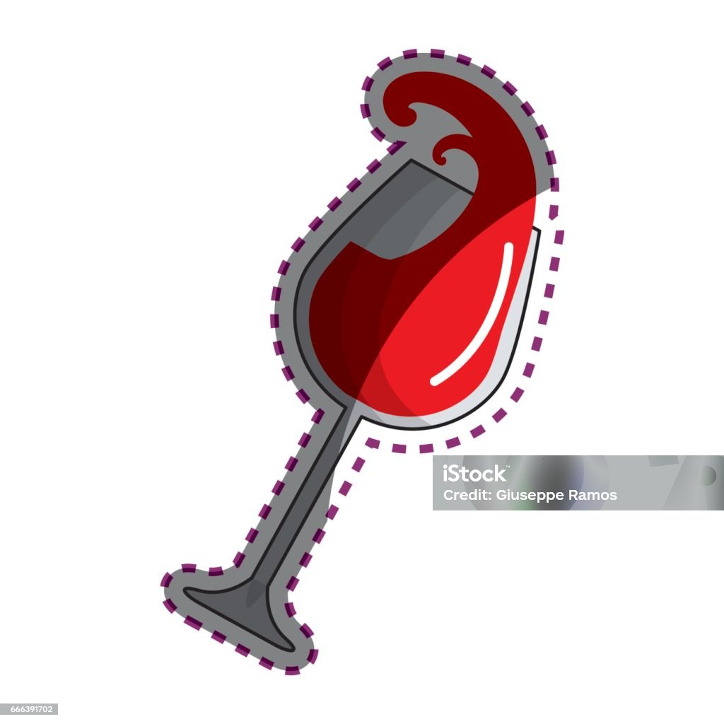 Sticker Glass Splashing Wine Icon Stock Illustration Download Image