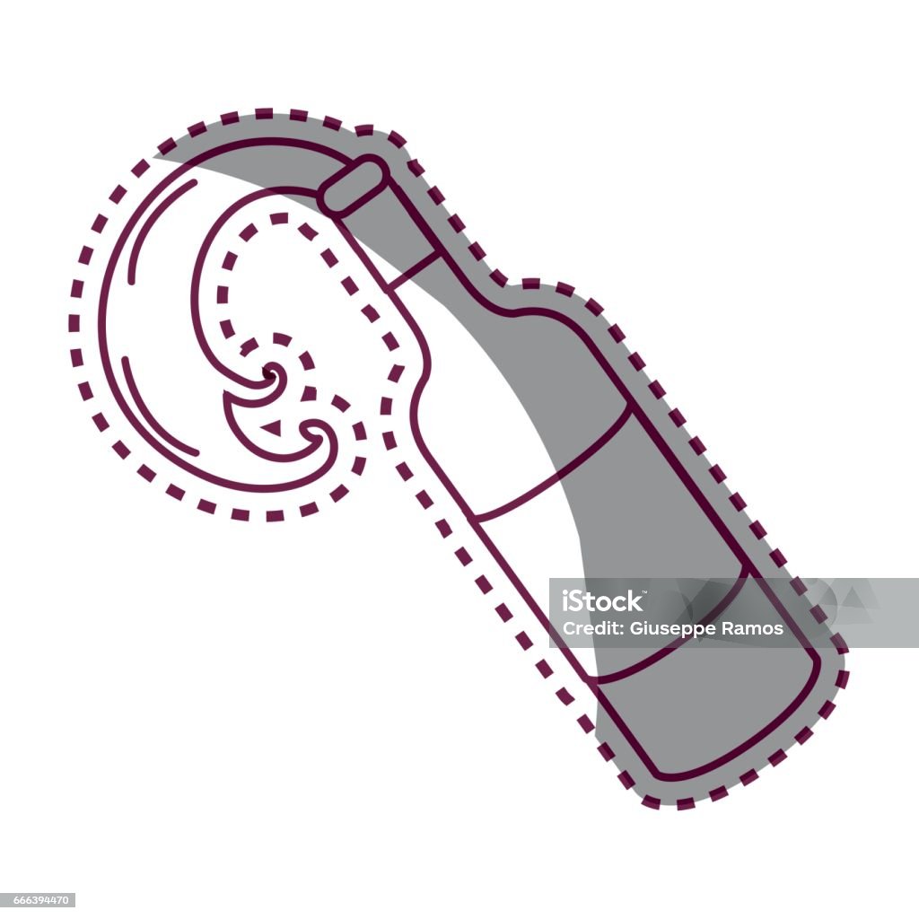 Sticker Line Bottle Splashing Wine Icon Stock Illustration Download