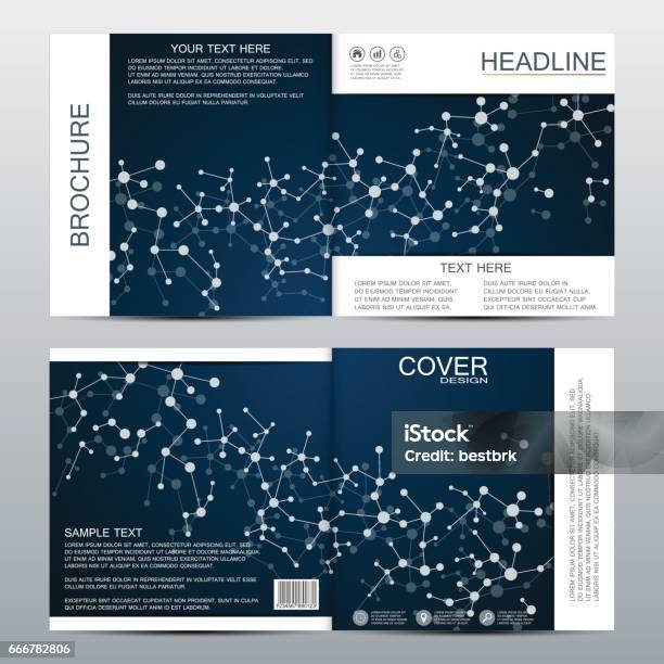 Modèle De Brochure Carré Avec Structure De Particules Moléculaires Et