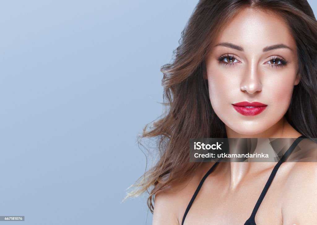 Beautiful Woman Skin Tanned Red Lips Healthy Beauty Skin Smile Spa