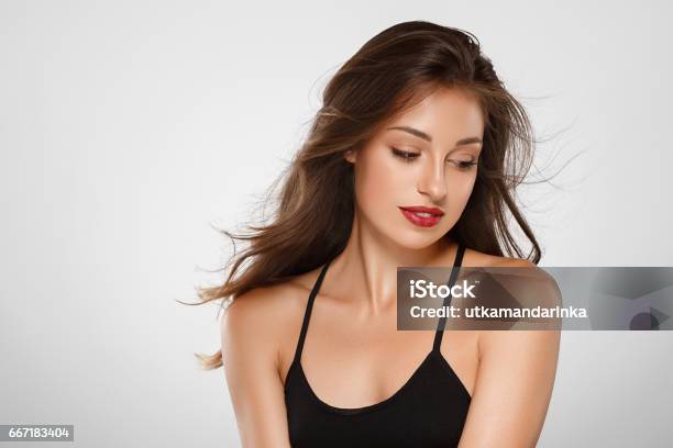 Beautiful Woman Skin Tanned Red Lips Healthy Beauty Skin Smile Spa