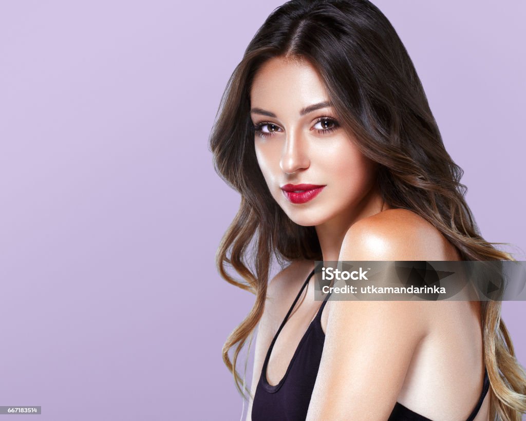 Beautiful Woman Skin Tanned Red Lips Healthy Beauty Skin Smile Spa