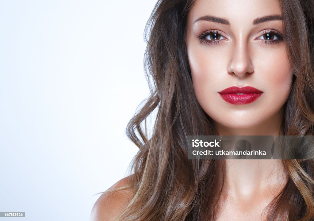 Beautiful Woman Skin Tanned Red Lips Healthy Beauty Skin Smile Spa