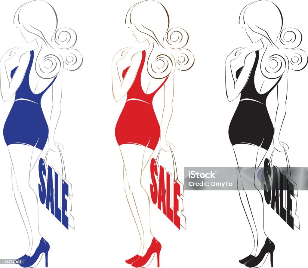 Siluet Wanita Cantik Dengan Tas Ilustrasi Vektor Ilustrasi Stok Unduh