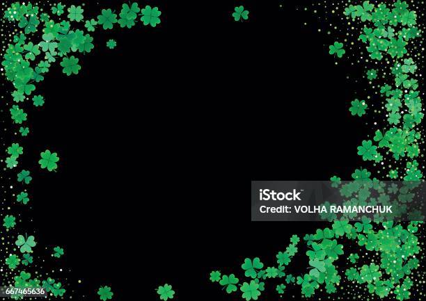 St Patricks Day Background Template With Falling Clover Leaves Stock
