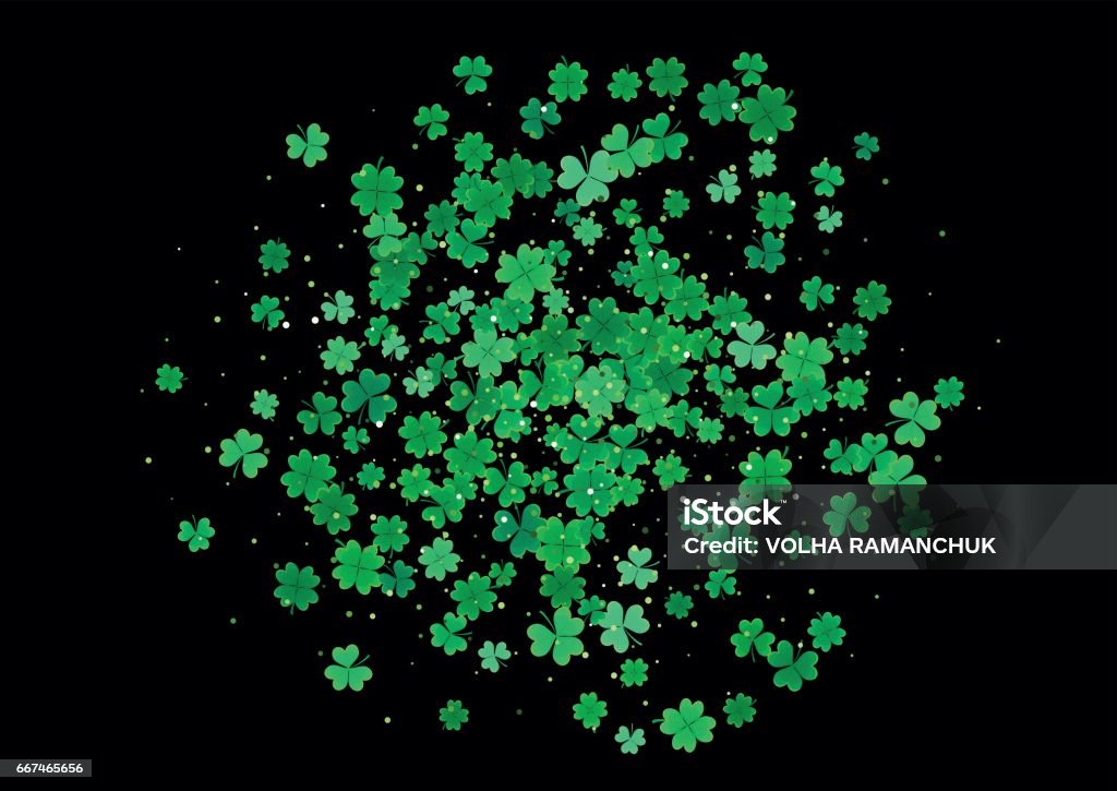 St Patricks Day Background Template With Falling Clover Leaves Stock