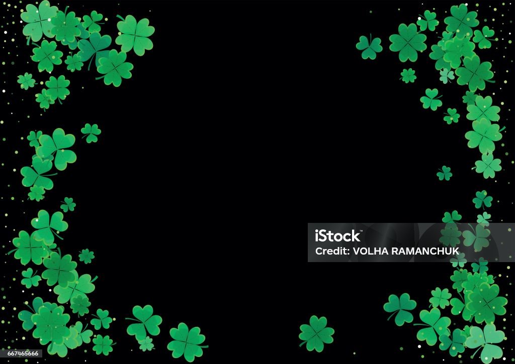 St Patricks Day Background Template With Falling Clover Leaves Stock