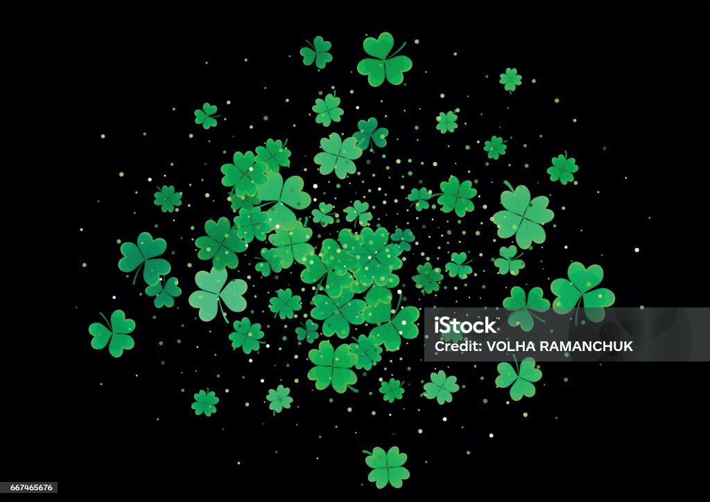 St Patricks Day Background Template With Falling Clover Leaves Stock