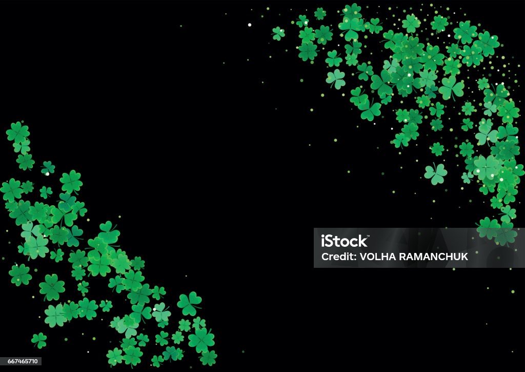 St Patricks Day Background Template With Falling Clover Leaves Stock