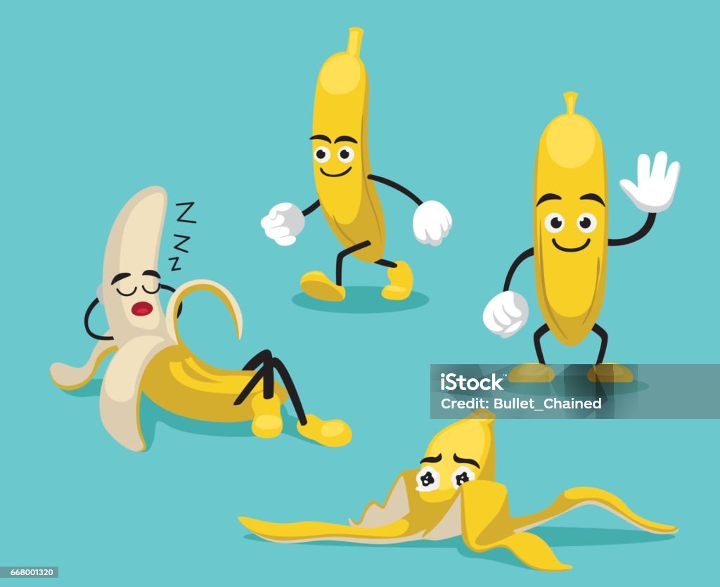 Ilustrasi Kartun Vektor Karakter Pisang Ilustrasi Stok Unduh Gambar