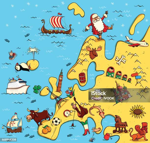 Stock Ilustrace Ilustrovaná Mapa Evropy Stáhnout Obrázek Nyní