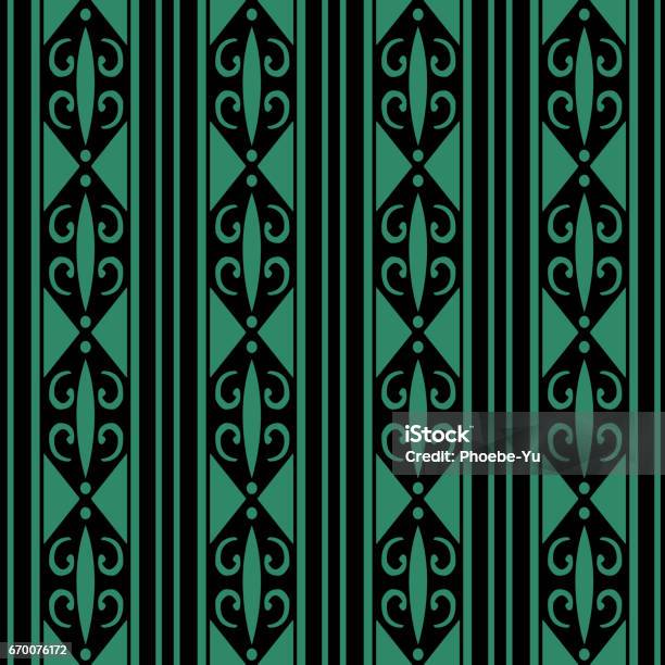 Antique Sans Soudure Fond Vert Triangle Spirale Courbe Ligne Vecteurs