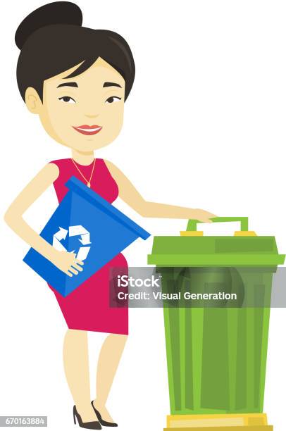 Ilustración de Mujer Con Papelera De Reciclaje Y Basura Puede y más ... Ilustración de Mujer Con Papelera De Reciclaje Y Basura Puede y más ...