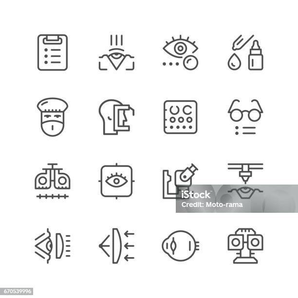 Ilustración De Iconos De La Línea Set De Oftalmología Y Más Vectores