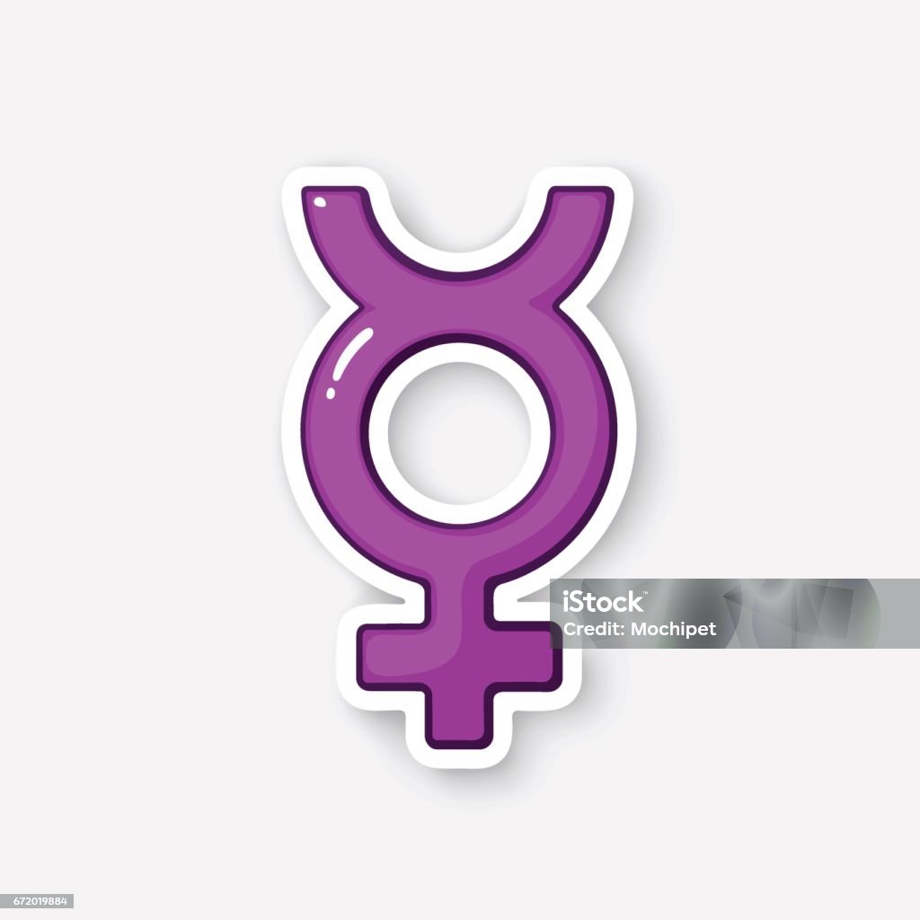 Stiker Kartun Dengan Simbol Transgender Mercury Ilustrasi Stok Unduh