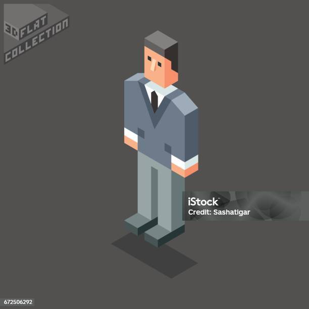 Ceo 사업가 그림 아이콘입니다 3 차원 Isometric 낮은 폴 리 플랫 디자인입니다 등측투영법에 대한 스톡 벡터 아트 및