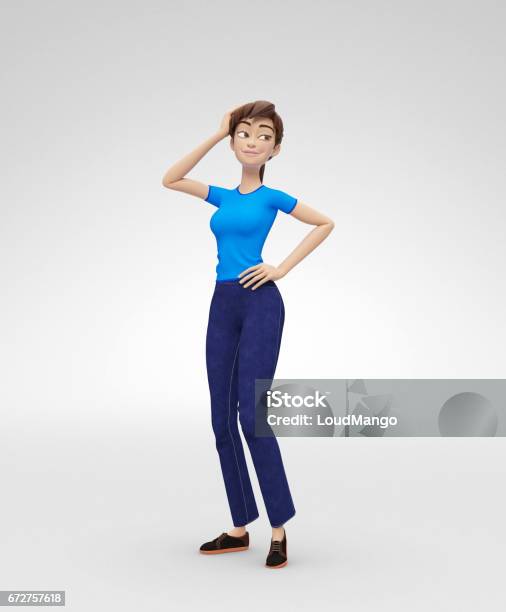 Flirting Smiling Dreamy And Selfassured Jenny 3d Cartoon Female Character Model Fixes Hair And