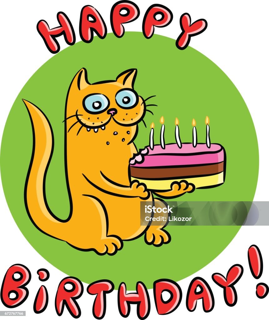 Cat Congratulates Happy Birthday Vector Illustration Stock Illustration ... Cat Congratulates Happy Birthday Vector Illustration Stock Illustration ...