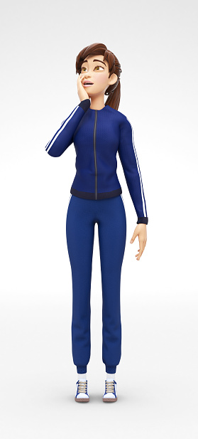 Amazed And Surprised Jenny 3d Cartoon Female Character Sports Model