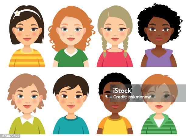 Visages Denfants De Différents Pays Vecteurs Libres De Droits Et Plus D