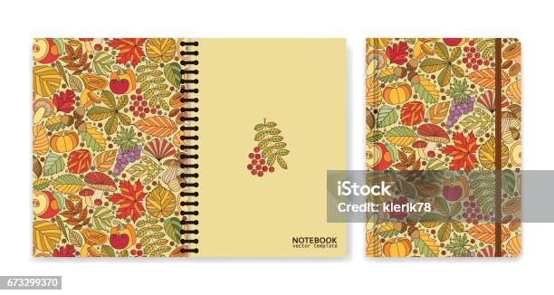 Desain Sampul Untuk Notebook Atau Scrapbook Dengan Pola Musim Gugur