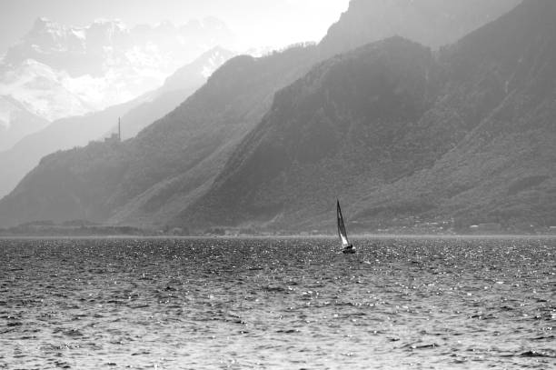 Solitary Sailboat On Lake Geneva With Dramatic Alpine Backdrop A – Free ...