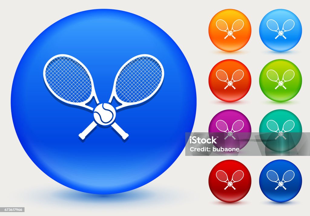 Ikon Tenis Pada Tombol Lingkaran Warna Mengkilap Ilustrasi Stok Unduh