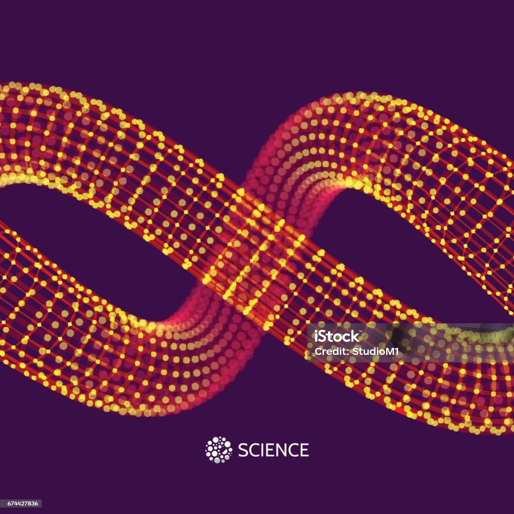 Spiral 3d Vector Illustration Wireframe Connection Structure Abstract