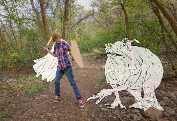 Free Stock Photo of Little cute child running away from a monster ...