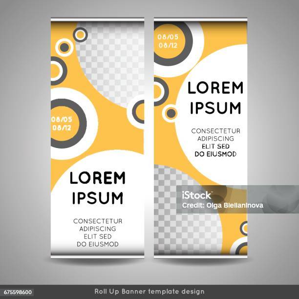 Desain Templat Tata Letak Spanduk Roll Up Dengan Latar Belakang