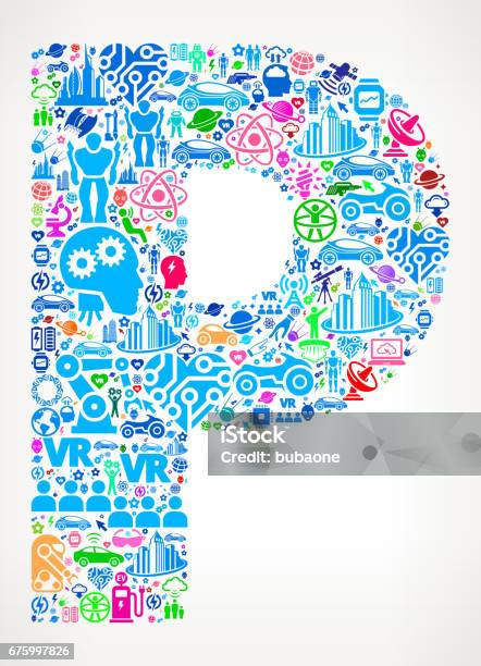 Lettre P Technologie Futuriste Et Futurs Vector Icon Background